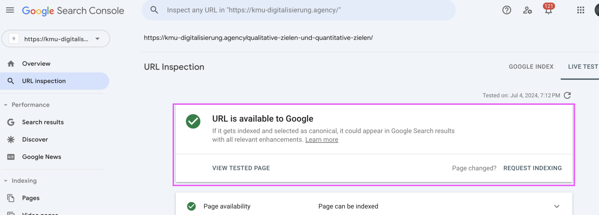 Google Search Console URL-Prüfung: Indexierung & Live-Test erklärt